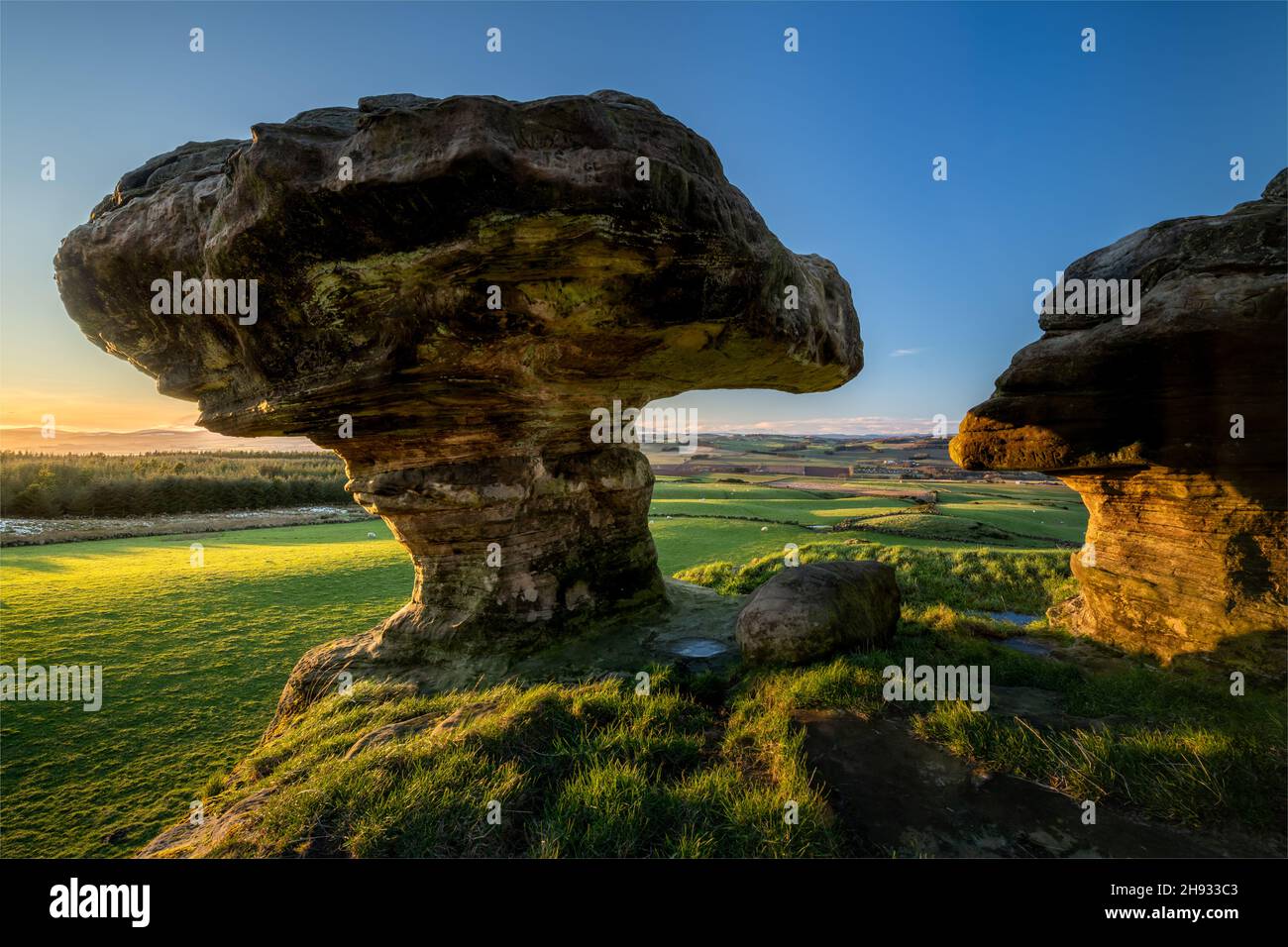 The Bunnet Stane, or Bonnet Stone, at the foot of the Lomond hills in ...