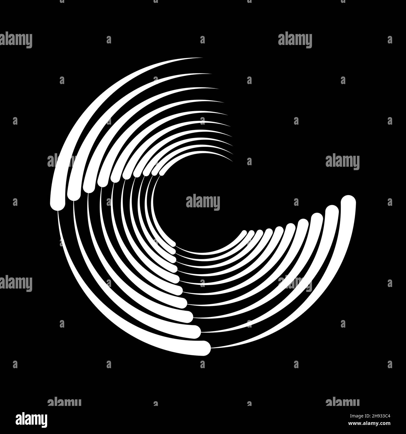 White concentric stripes in circle form. Trendy design element for ...