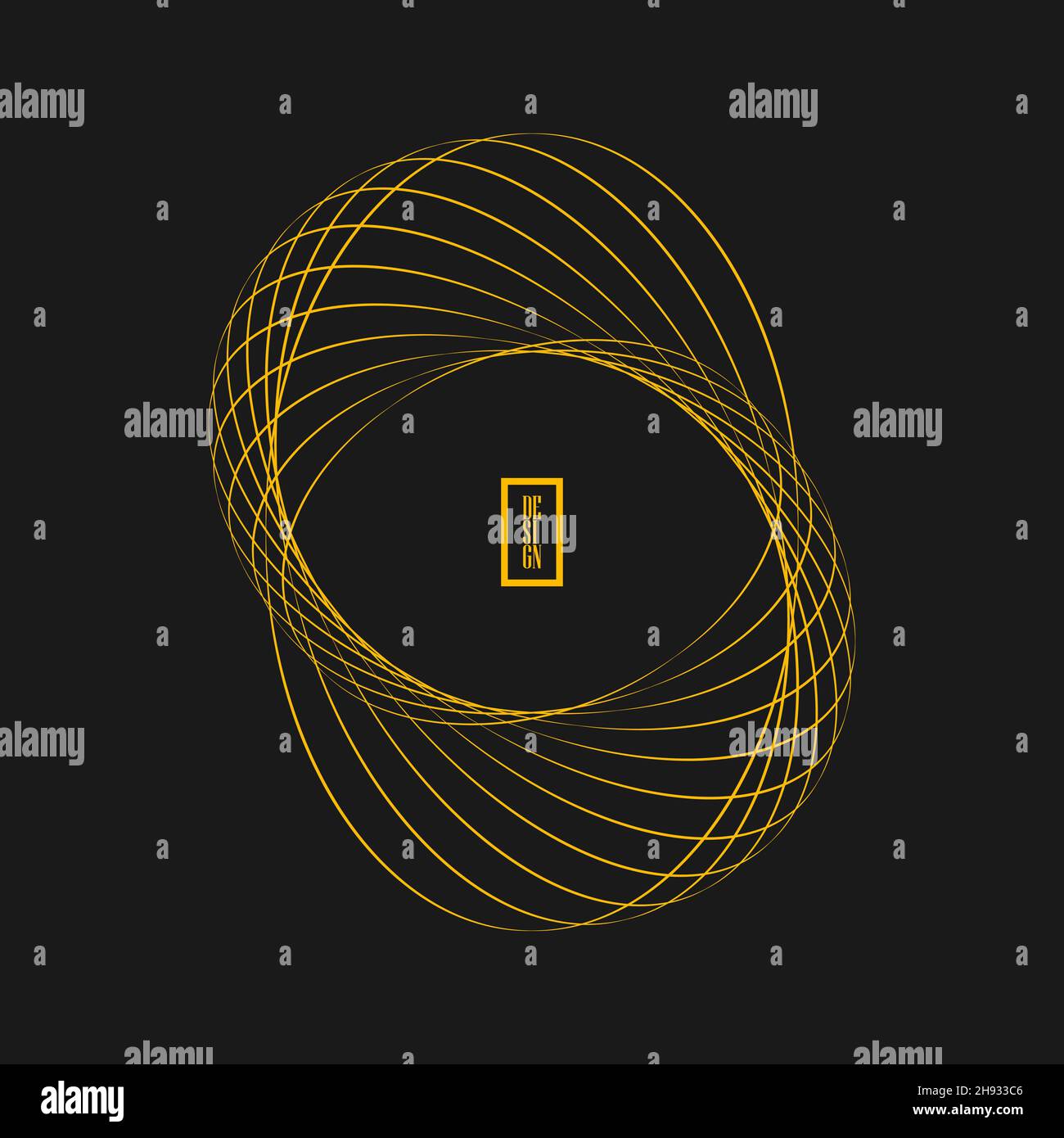 Yellow abstract ellipses in spiral form. Trendy design element for ...