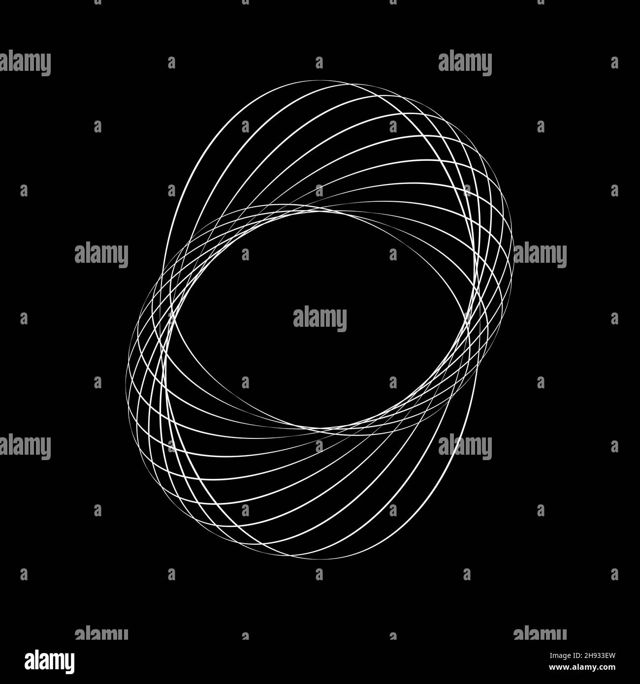 White abstract ellipses in spiral form. Trendy design element for frame ...