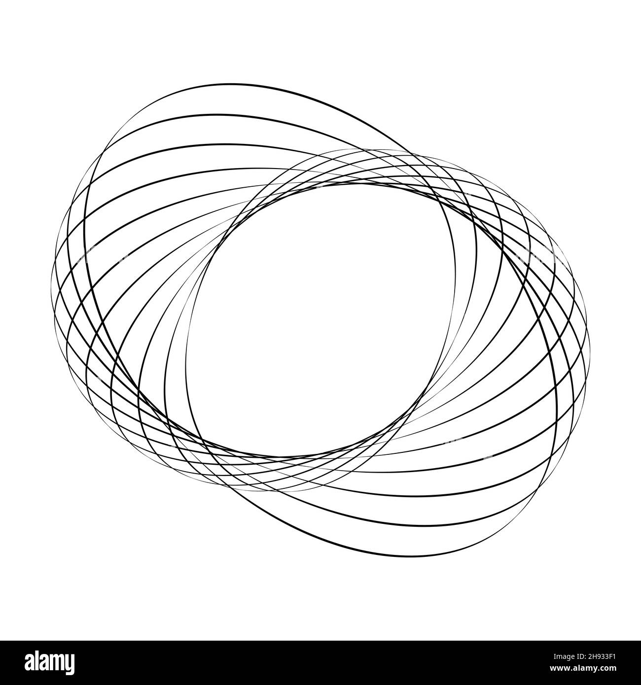 Black abstract ellipses in spiral form. Trendy design element for frame ...