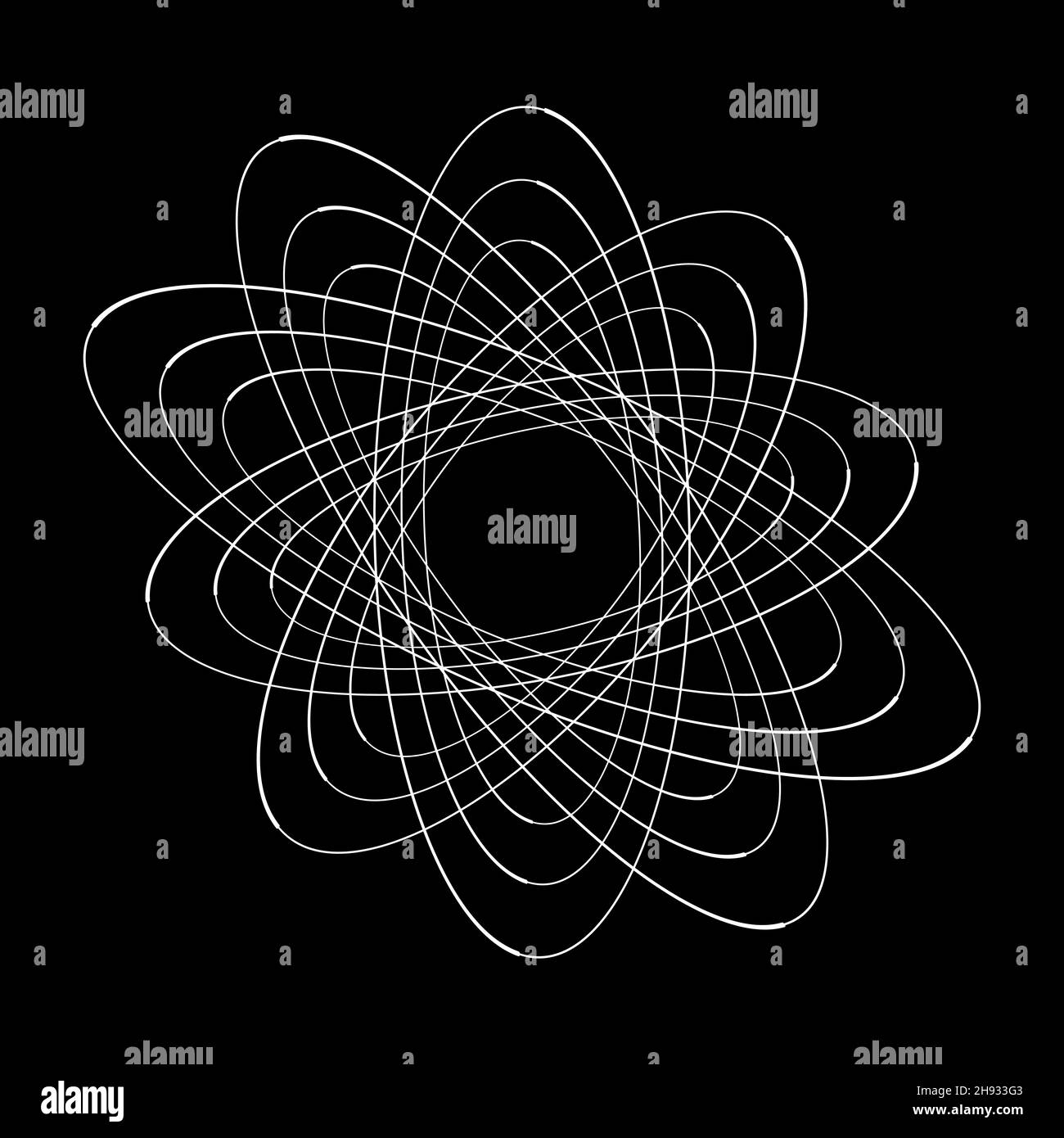 White rotated ellipses in circle form. Vector illustration. Trendy ...