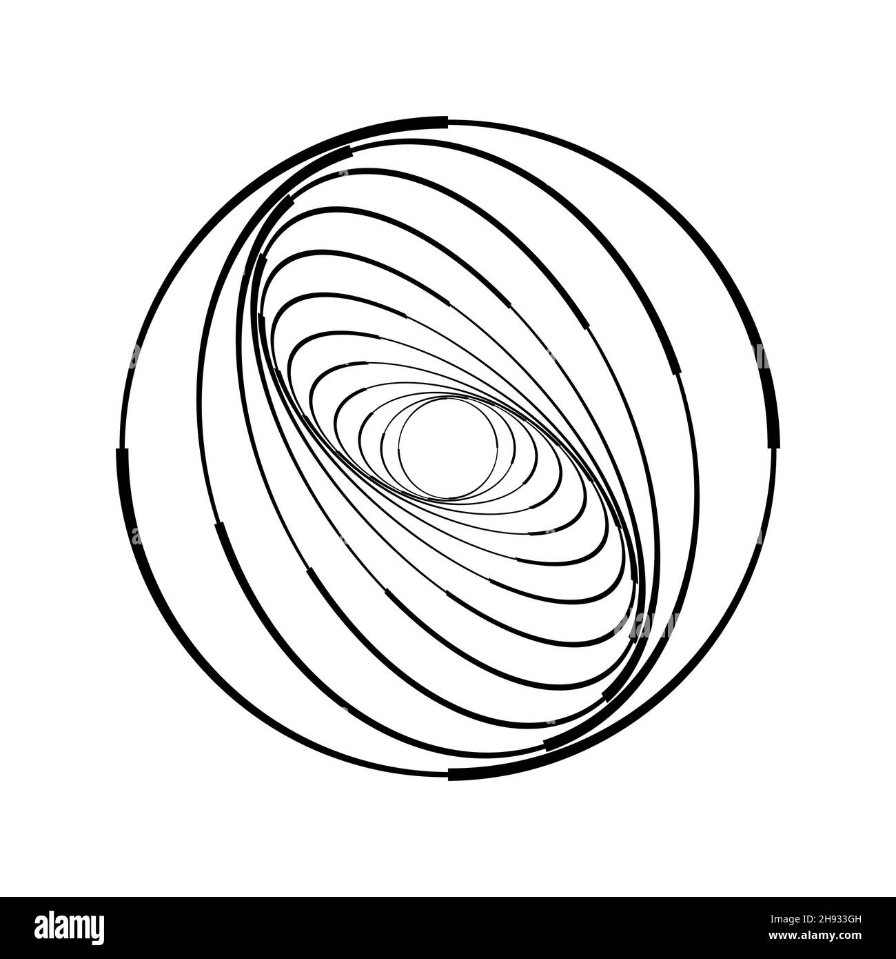 Black abstract curvy lines in vortex form. Trendy design element for ...