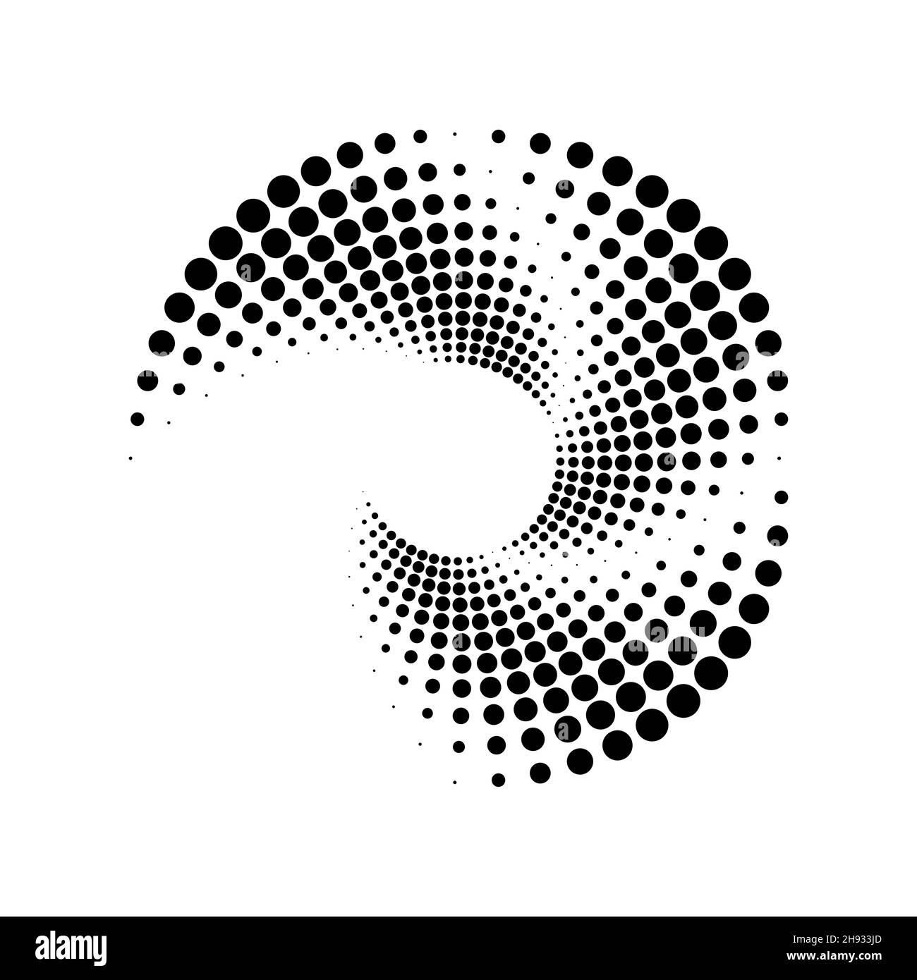 Black concentric halftone dotted stripes in circle form. Halftone ...