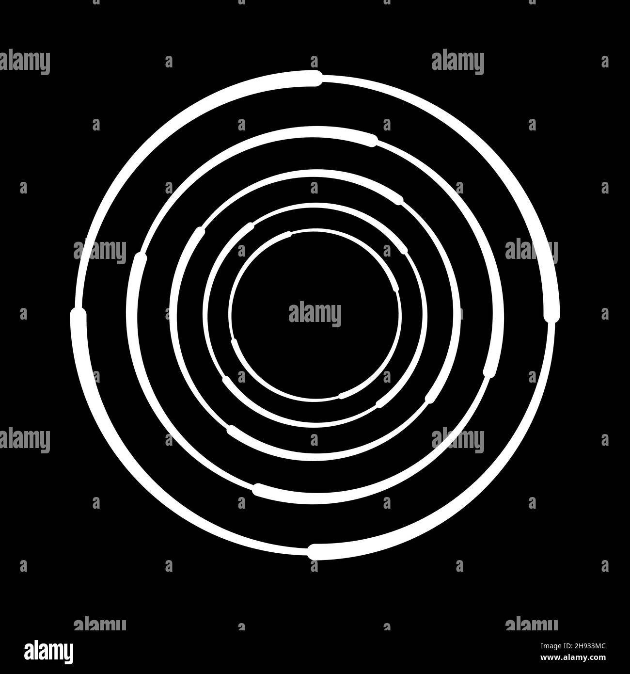 White concentric curved speed lines in round form. Geometric art ...