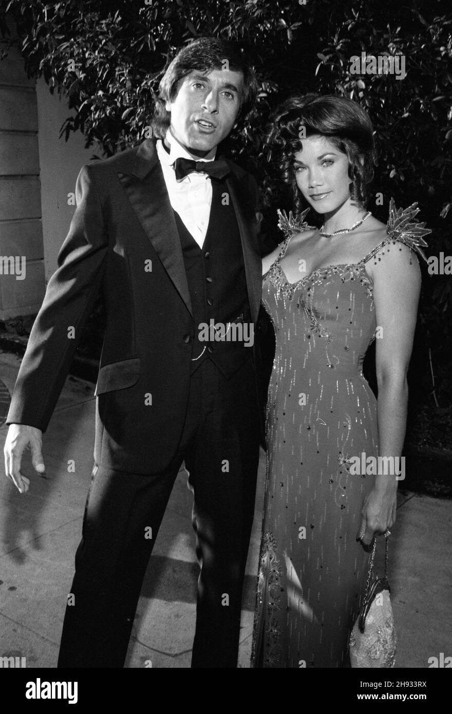 George Gradnow and Barbi Benton seen arriving to a party at Jerry Buss ...