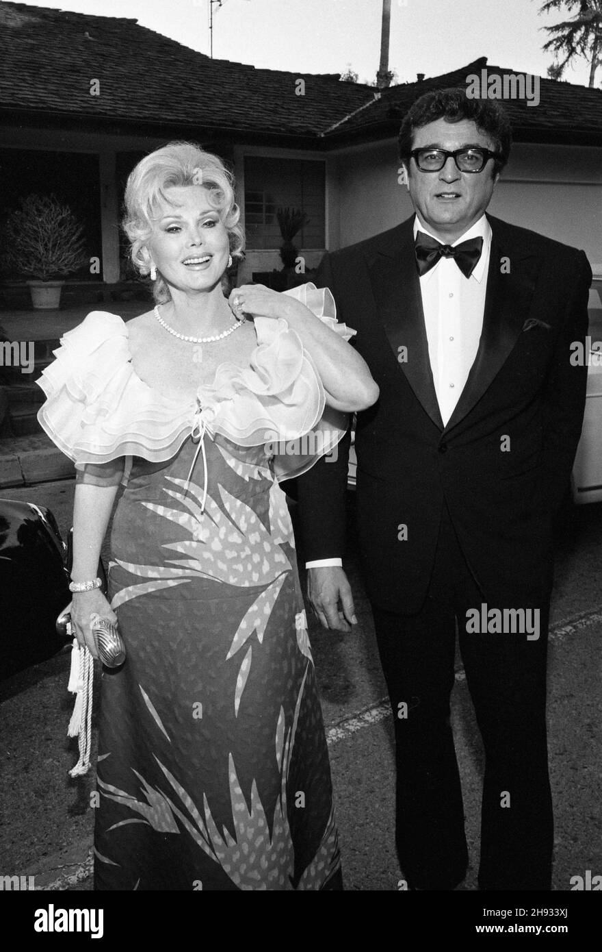 Zsa Zsa Gabor and Michael O'hara seen arriving to a party at Jerry Buss ...
