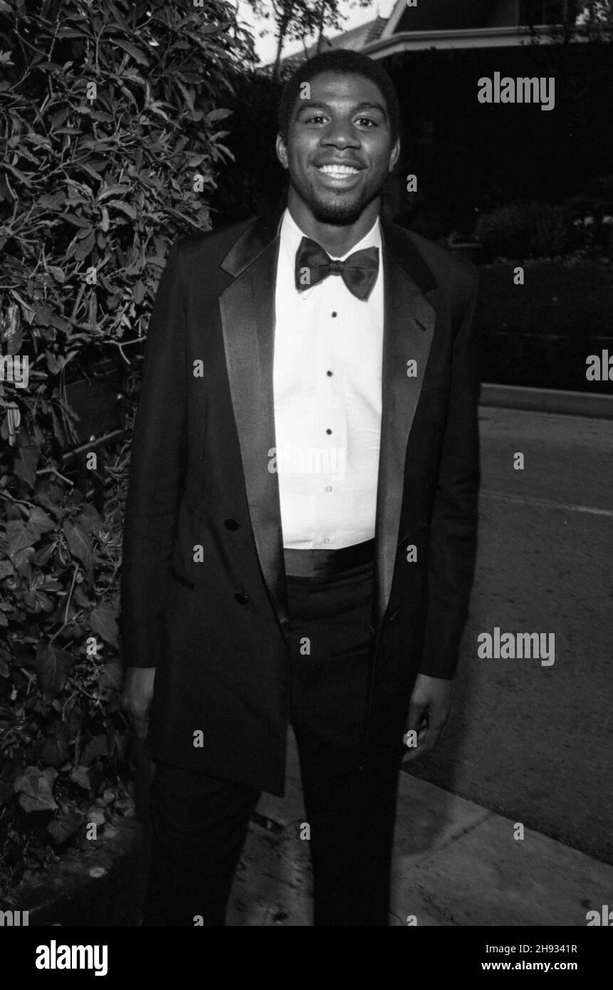 Magic Johnson seen arriving to a party at Jerry Buss' newly-purchased ...