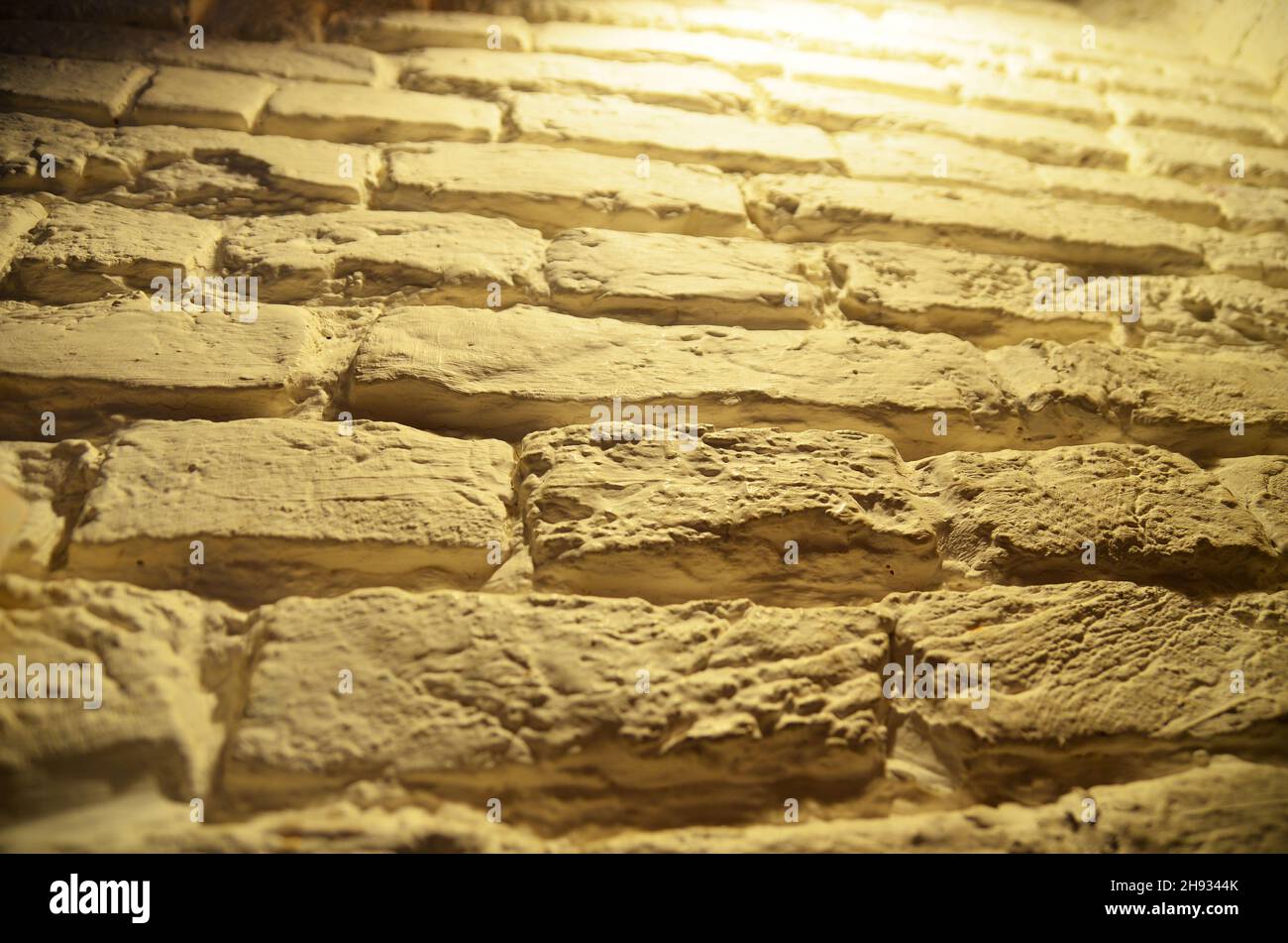 Yellow brick wall background texture, close macro view pattern Stock ...