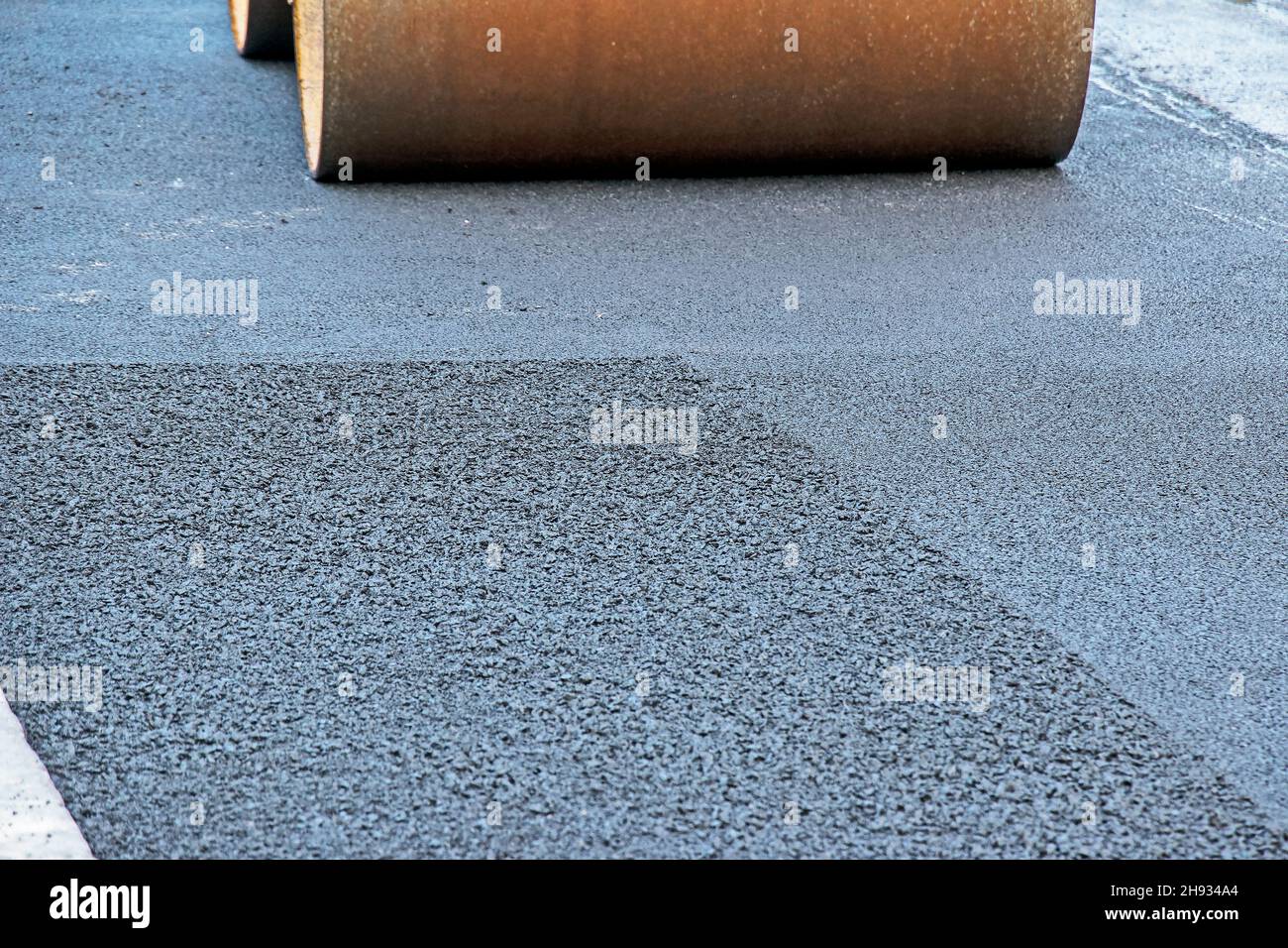 Compact steamroller flatten out the asphalt. Heavy Vibration roller at ...