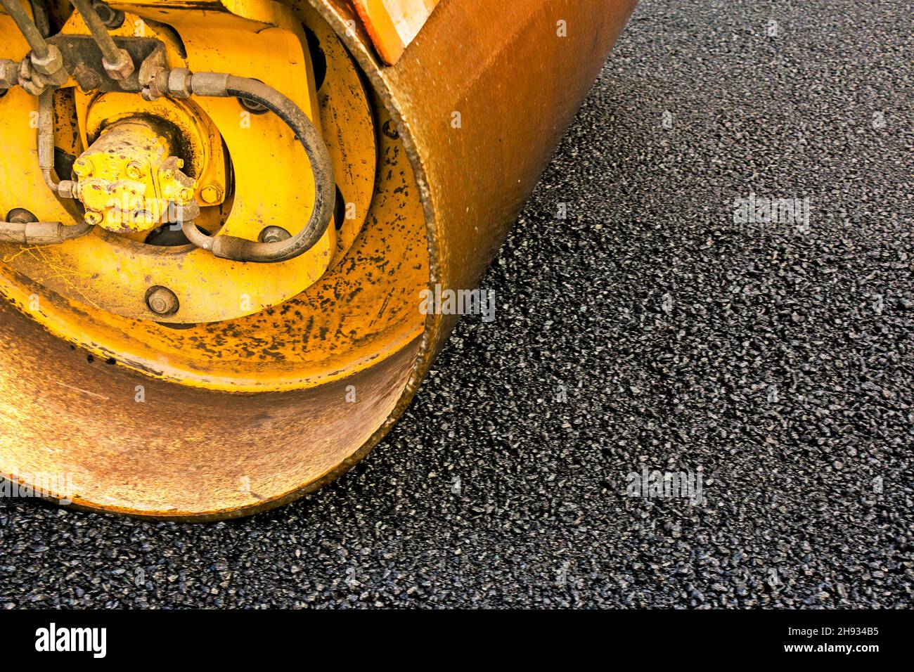 Compact steamroller flatten out the asphalt. Heavy Vibration roller at ...