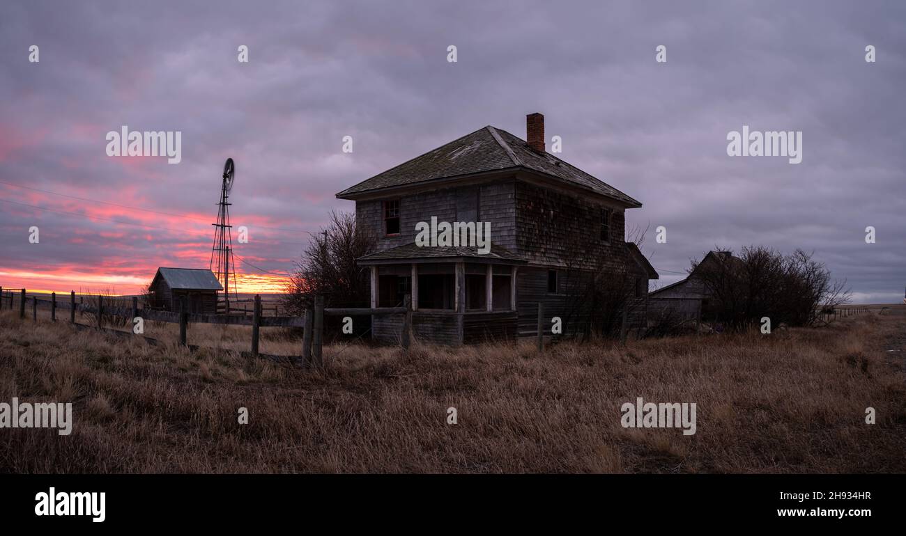 Abandoned and broken down old farms and homesteads with dark and ...