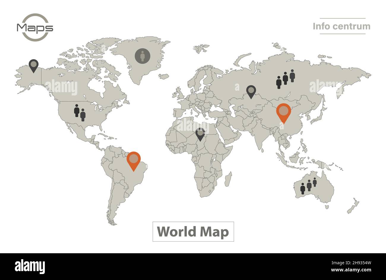 World map, individual states, Infographics and icons vector Stock ...