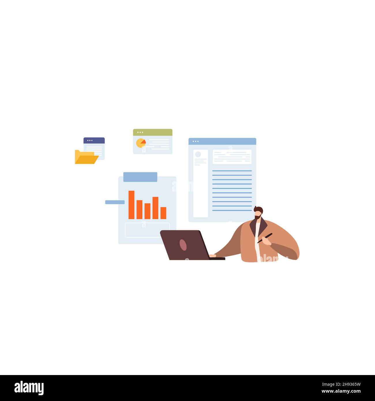 People working with big data, analyzing and auditing business processes ...