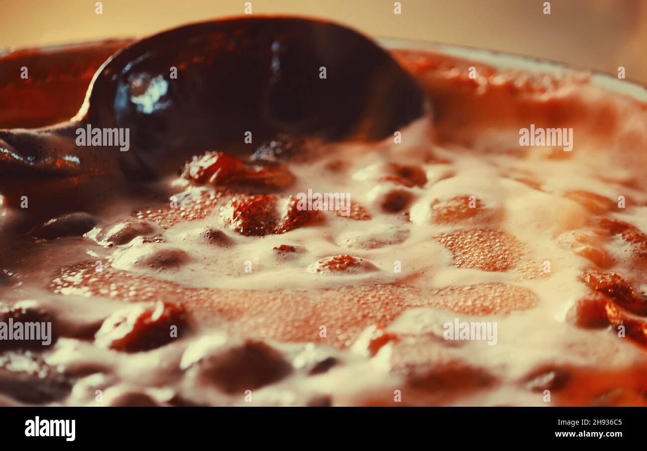 Cooking process of homemade strawberry jam Stock Photo - Alamy