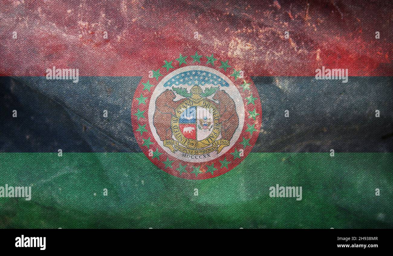 Top view of retro flag of African Americans of Missouri state, untied ...