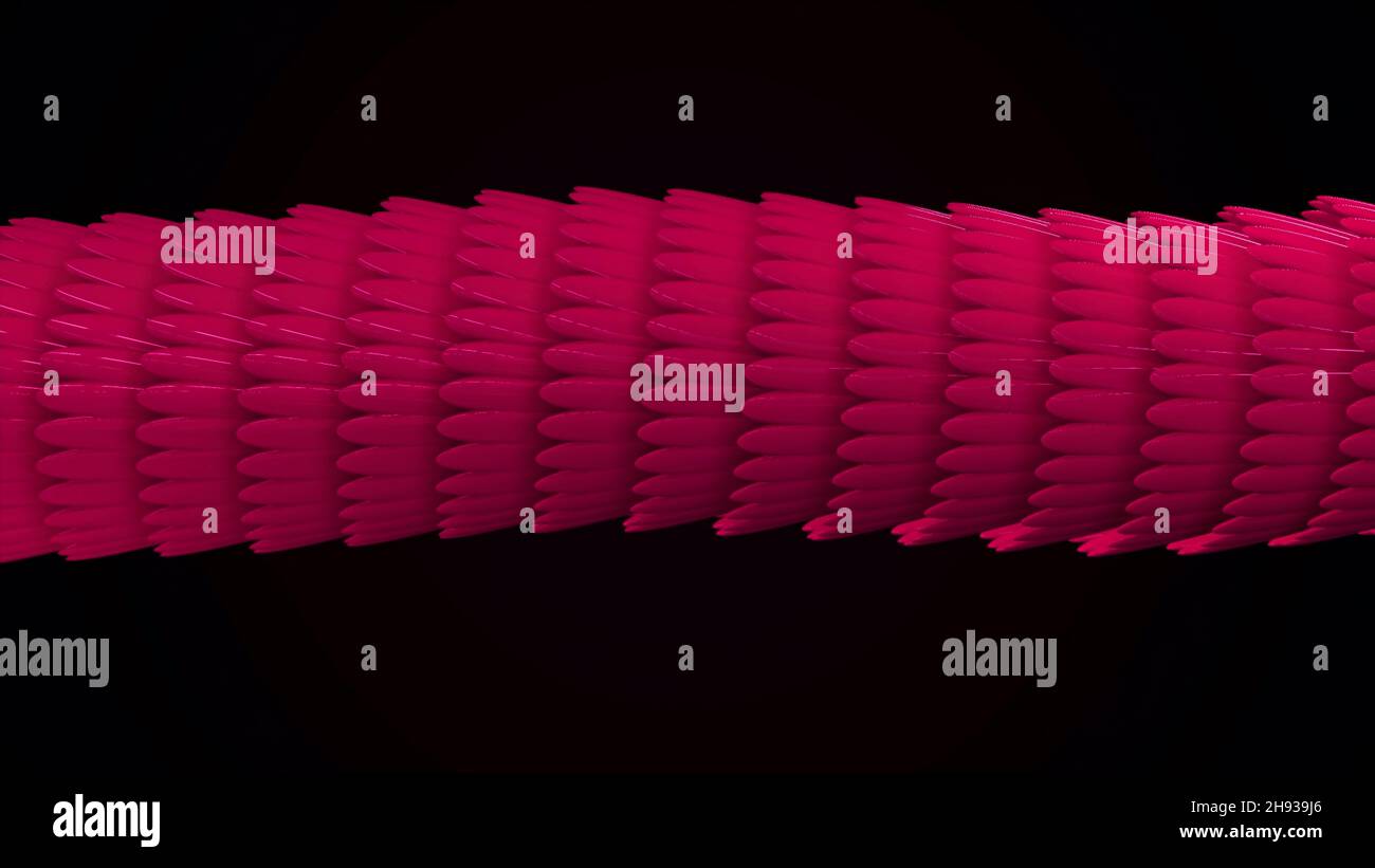 Abstract animation of multicolored 3d glossy snake or dragon scales ...