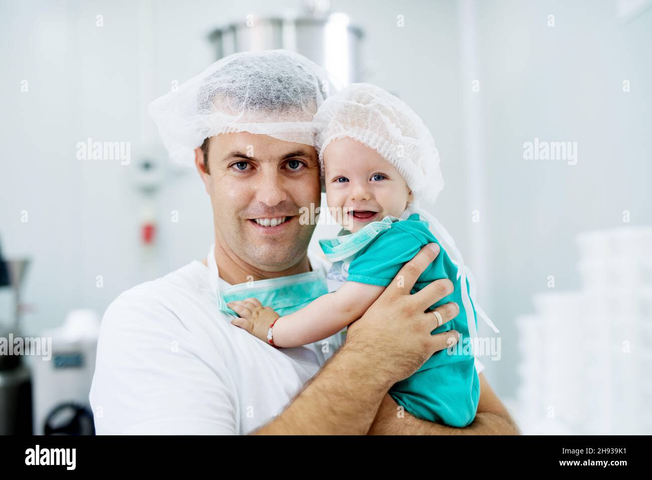 Little baby boy doctor with his father doctor Stock Photo - Alamy