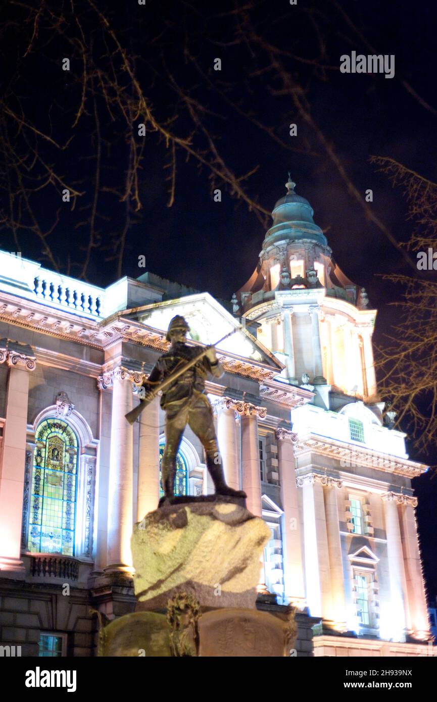 Victorian era soldier statue in City Hall Belfast Northern Ireland ...