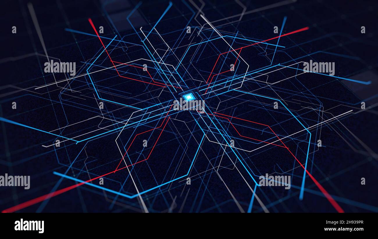 Computer diagram of moving networks of Internet. Animation. Centralized ...