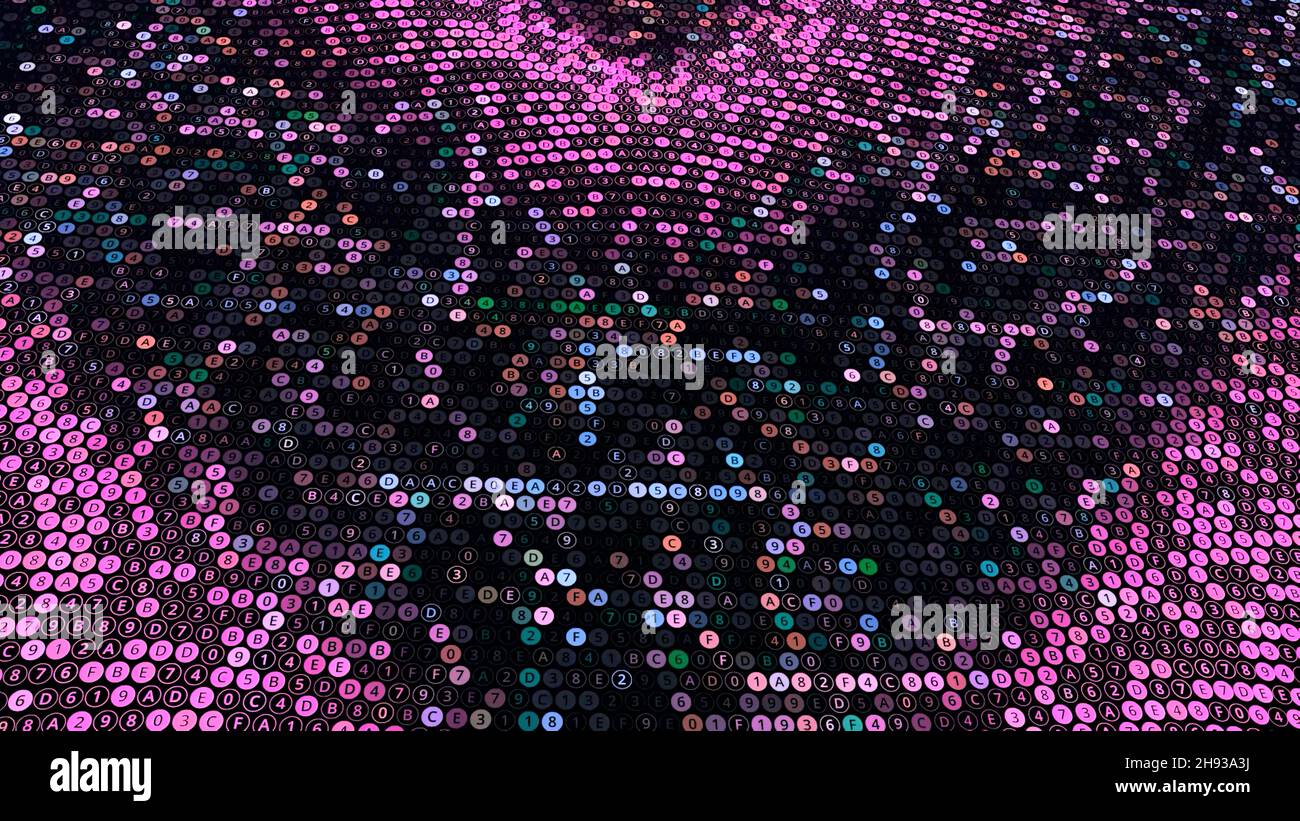 Luminous waves on field. Animation. Beautiful cybernetic field of ...