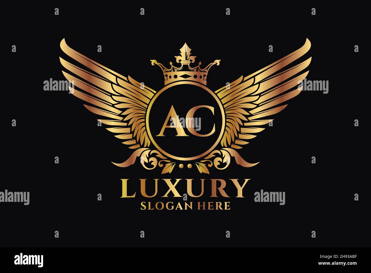 Luxury royal wing Letter AC crest Gold color Logo vector, Victory logo ...