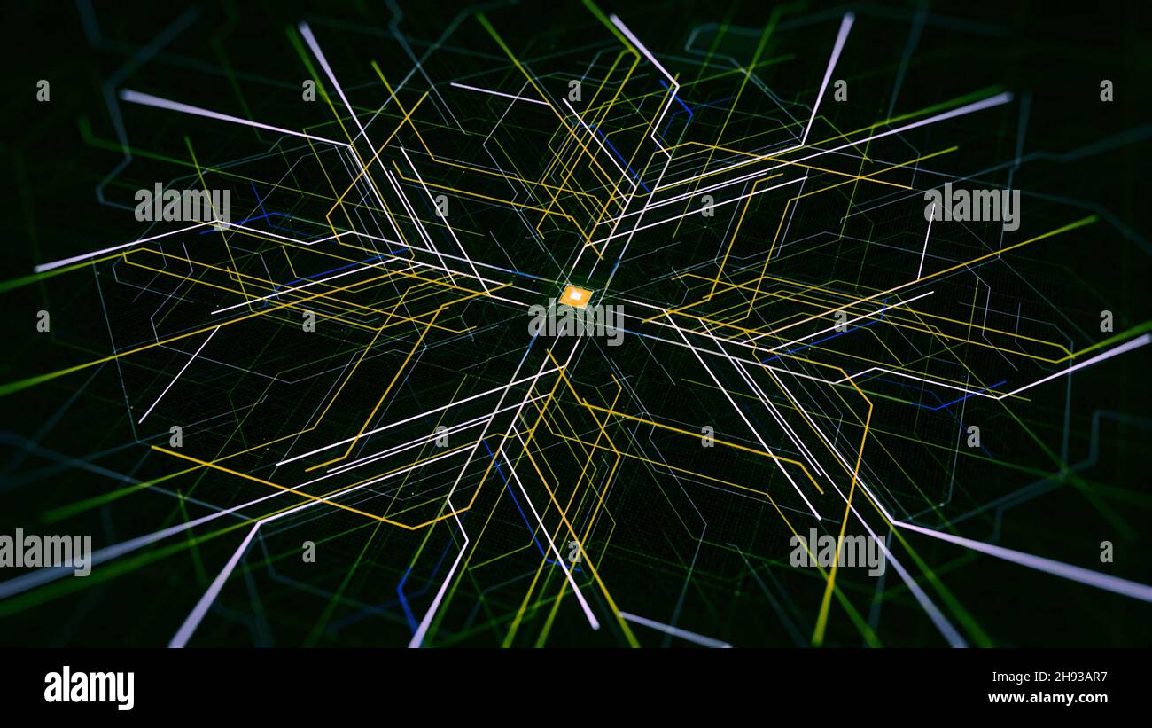 Animation of computer neural circuits. Animation. Cyber animation of ...