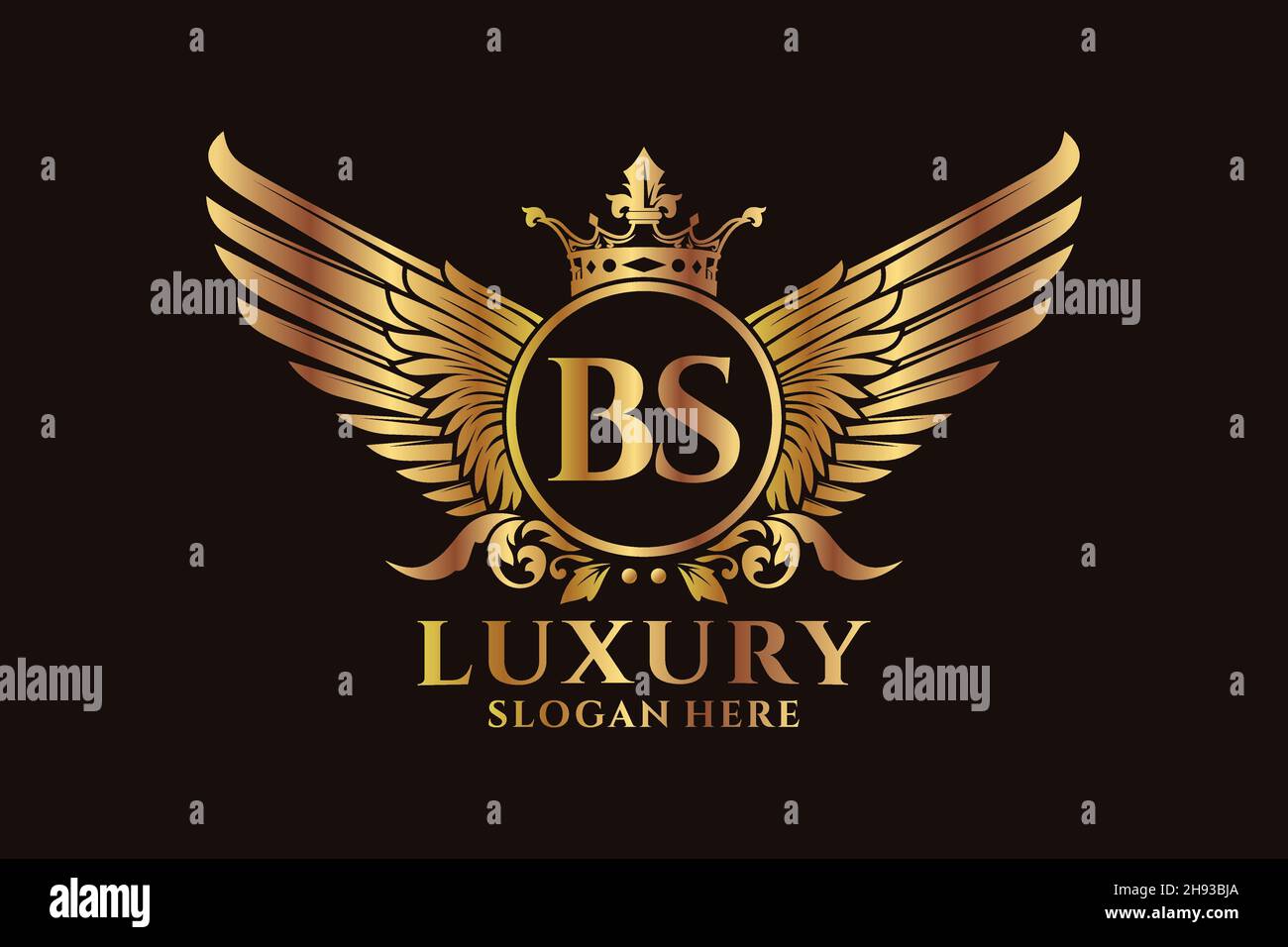 Luxury royal wing Letter BS crest Gold color Logo vector, Victory logo ...