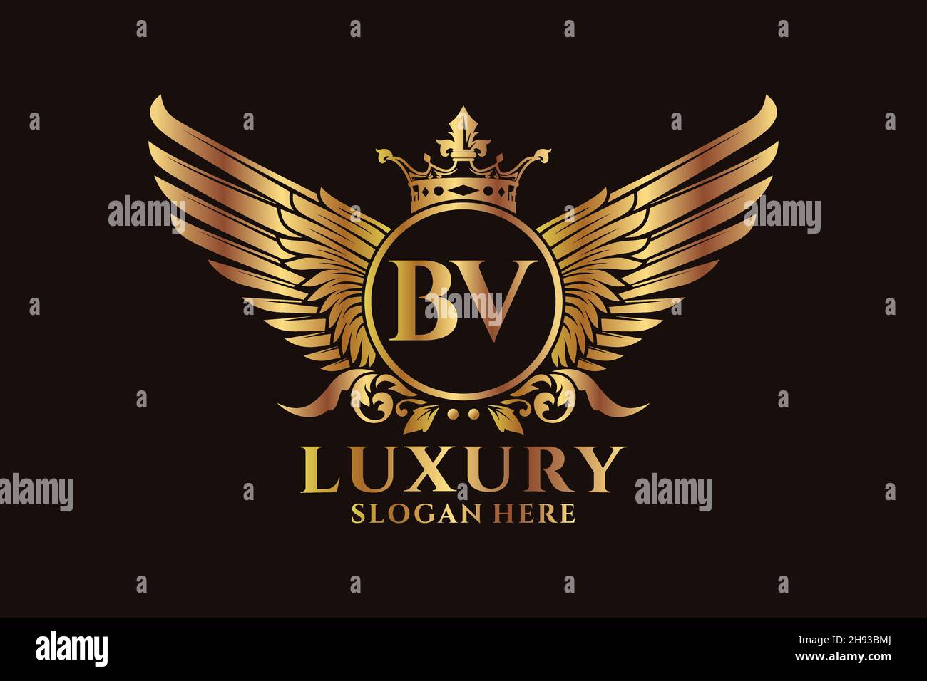 Luxury royal wing Letter BV crest Gold color Logo vector, Victory logo ...