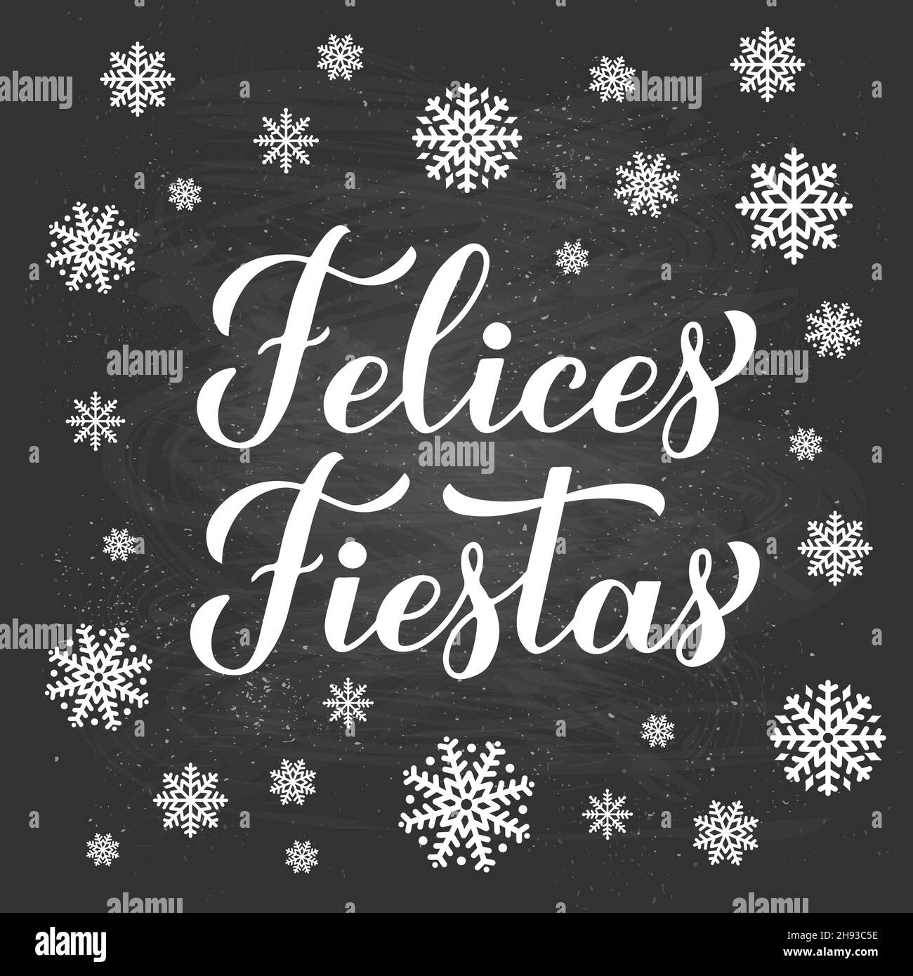 Felices Fiestas calligraphy hand lettering on chalkboard background ...