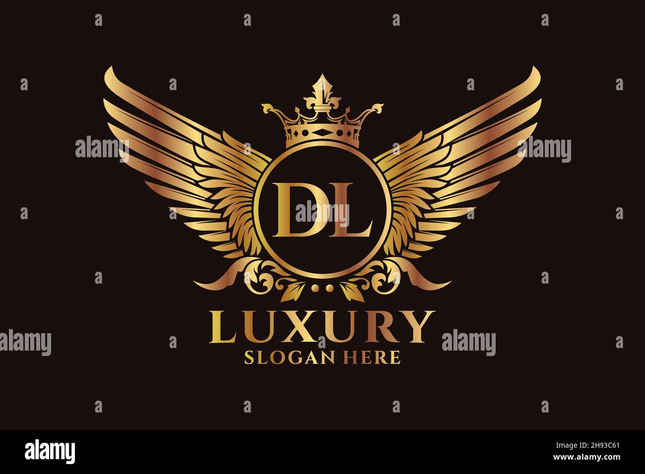 Luxury royal wing Letter DL Gold color Logo vector, Victory logo, crest ...