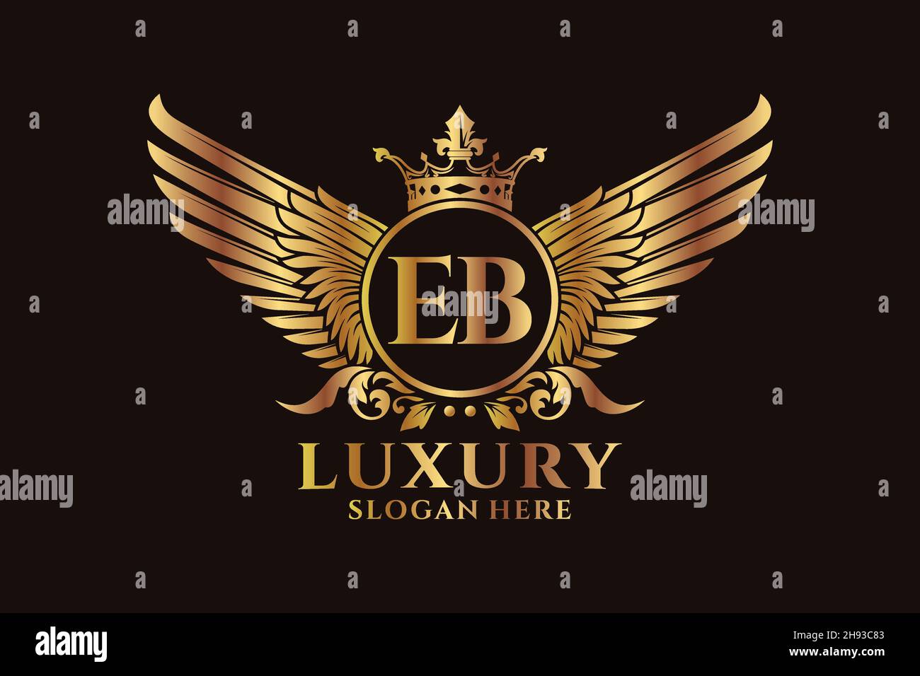 Luxury royal wing Letter EB crest Gold color Logo vector, Victory logo ...