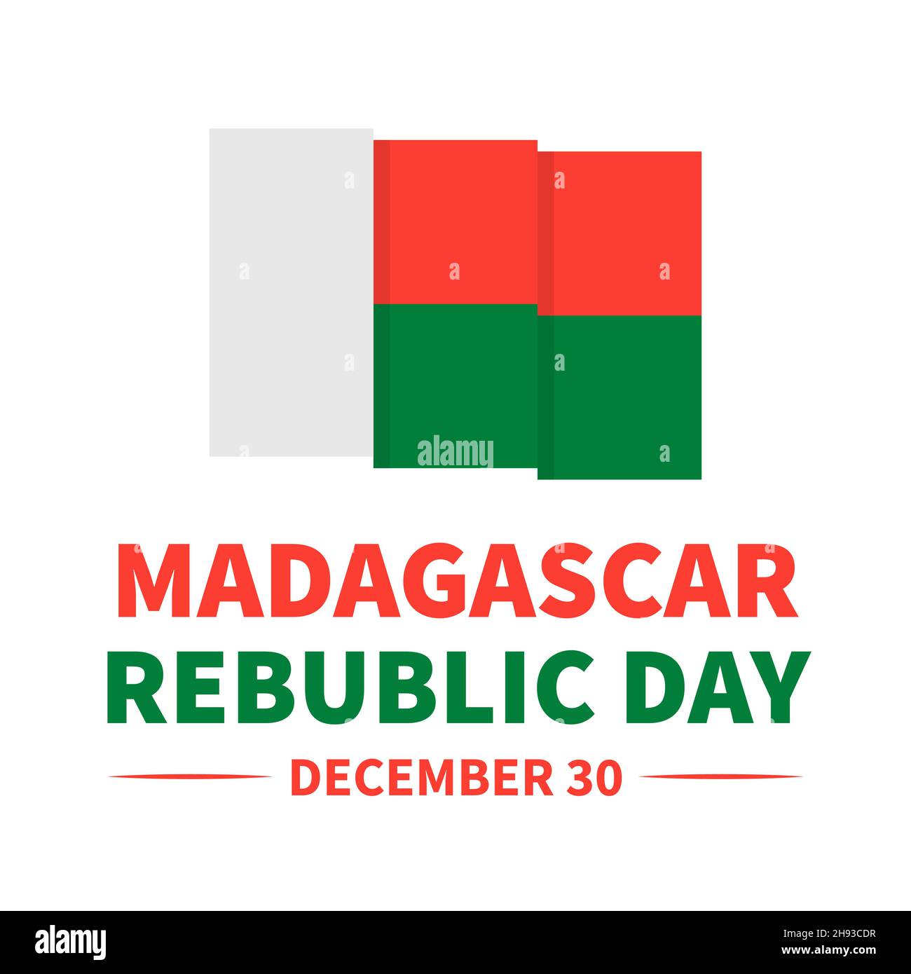 Madagascar Republic Day lettering with flag isolated on white. National ...
