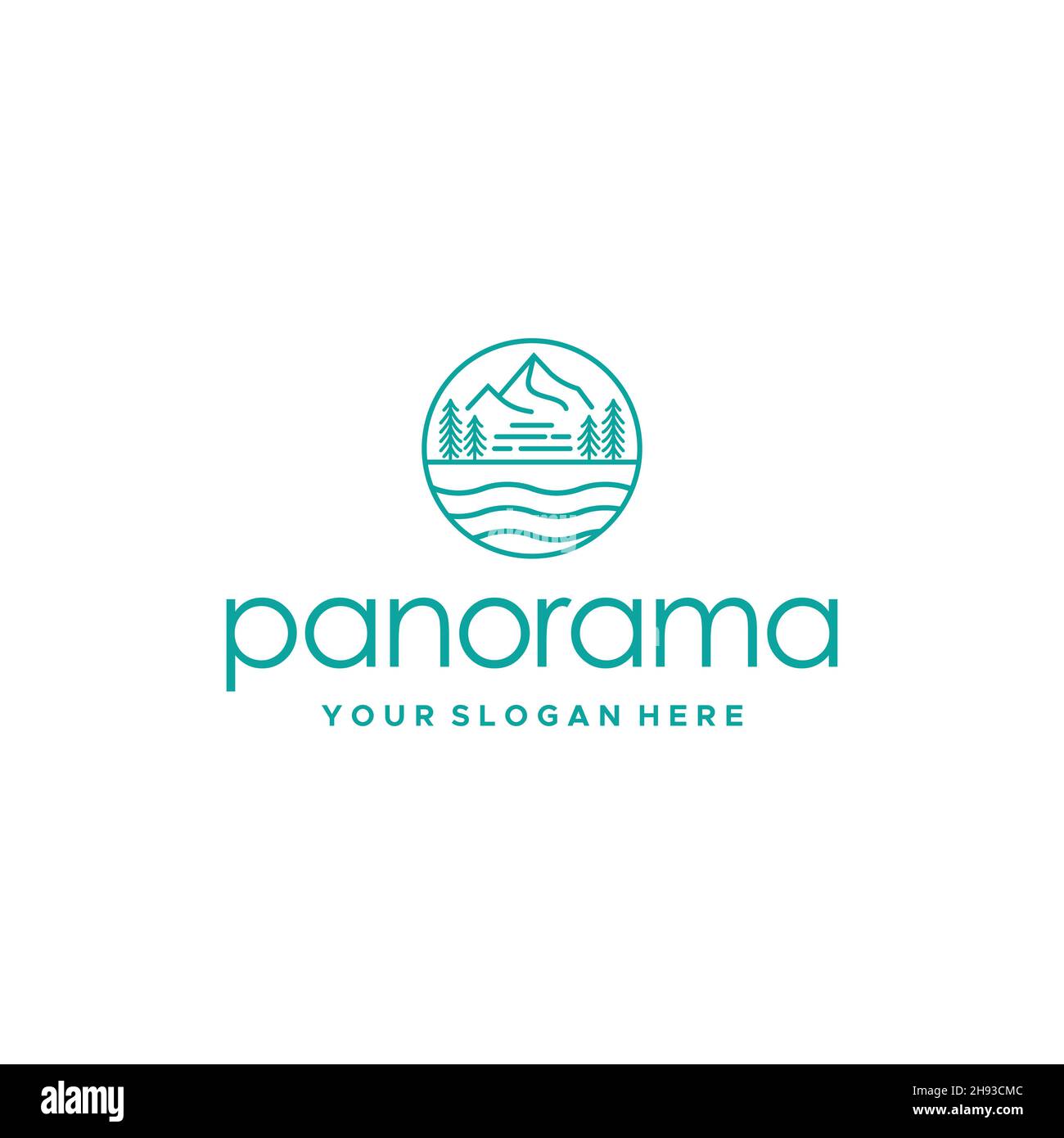 minimalist panorama mountains tree Logo design Stock Vector Image & Art ...