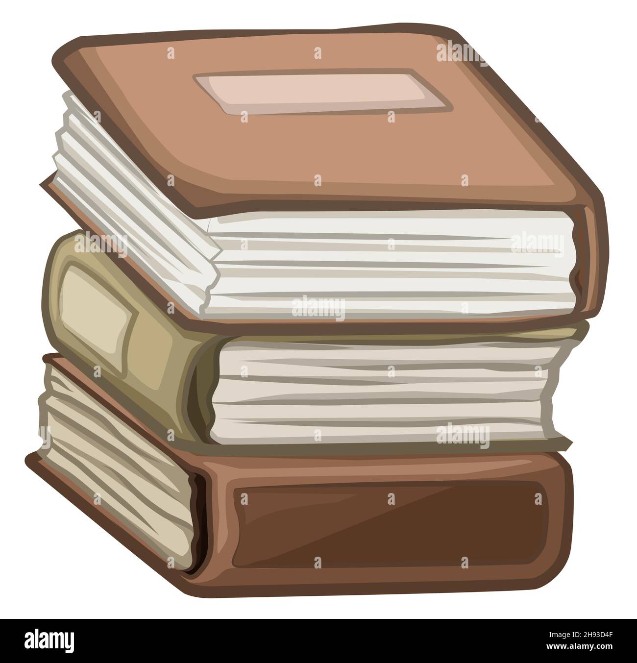 Books three stack cartoon design element, isolated vector, horizontal ...