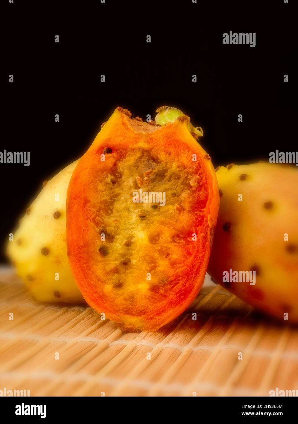 Delicious and colourful Prickly Pear Fruit close up still-life, high ...