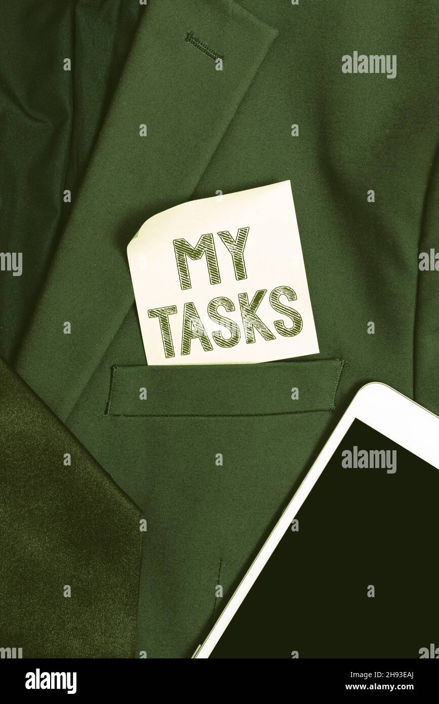 Writing displaying text My Tasks. Conceptual photo assigned piece of ...