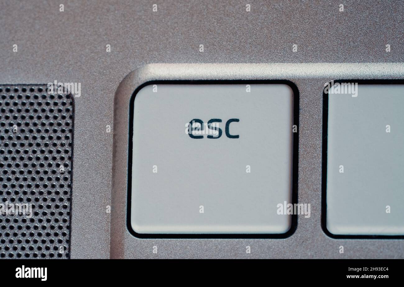 Detail of a laptop keyboard focused on the escape key Stock Photo - Alamy