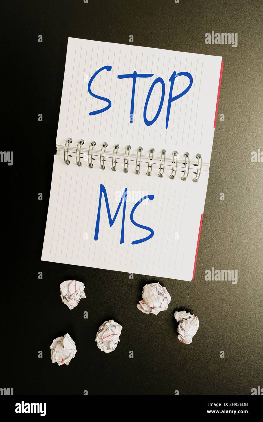 Hand writing sign Stop Ms. Internet Concept treat the condition that ...