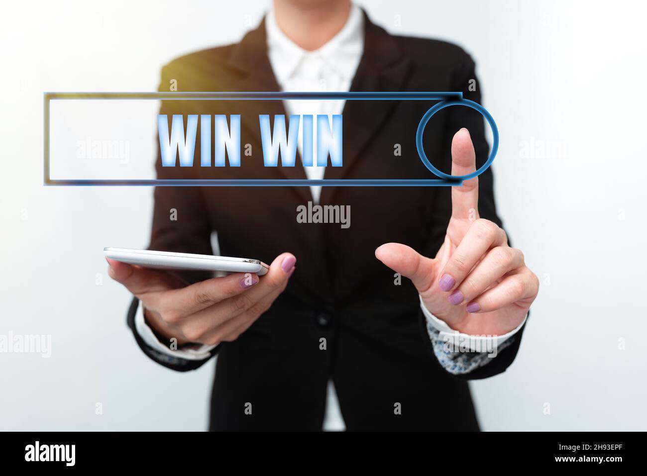 Win Win Sign Meaning Positive Outcome For Both Parties Stock Photo - Alamy