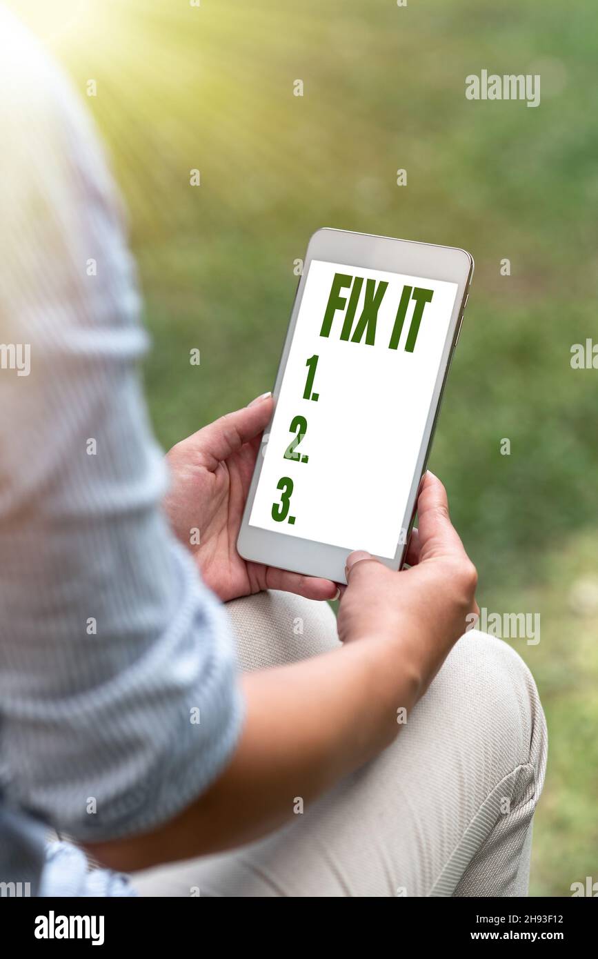 Inspiration showing sign Fix It. Concept meaning Fasten something ...