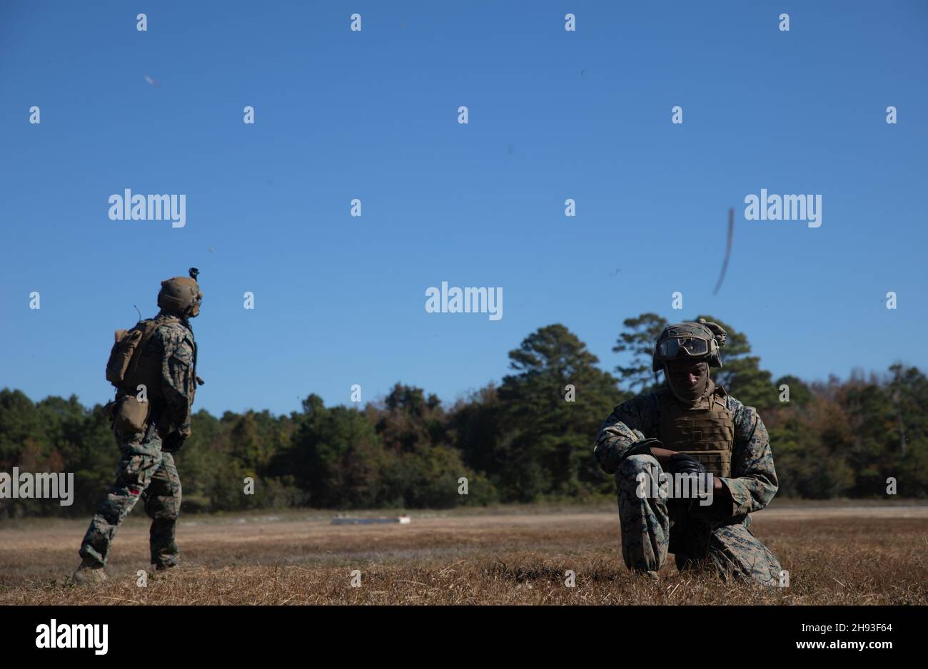 U.S. Marine Corps Cpl. Felix Ramirez, left, and Sgt. Javon Howard with ...