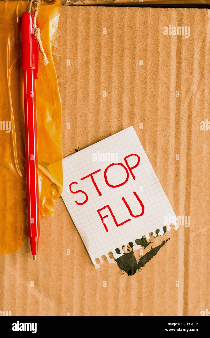Handwriting text Stop Flu. Business idea Treat the contagious ...
