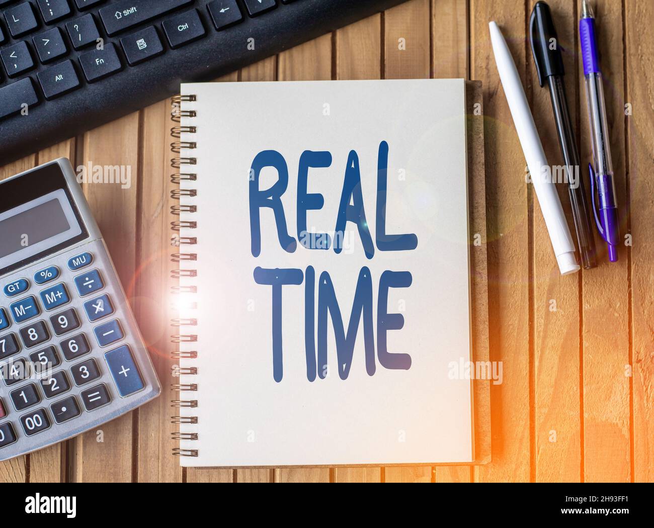Writing displaying text Real Time. Word for the actual time during ...