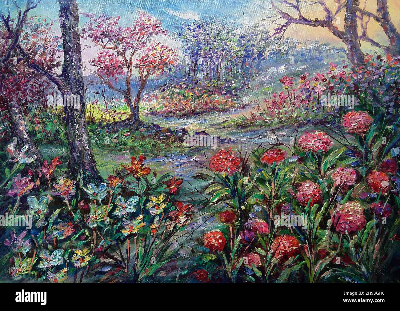 Art painting oil color flower , backgrounds for design , flower , flora ...