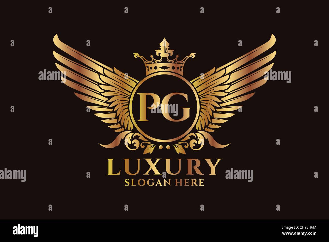 Luxury royal wing Letter PG crest Gold color Logo vector, Victory logo ...