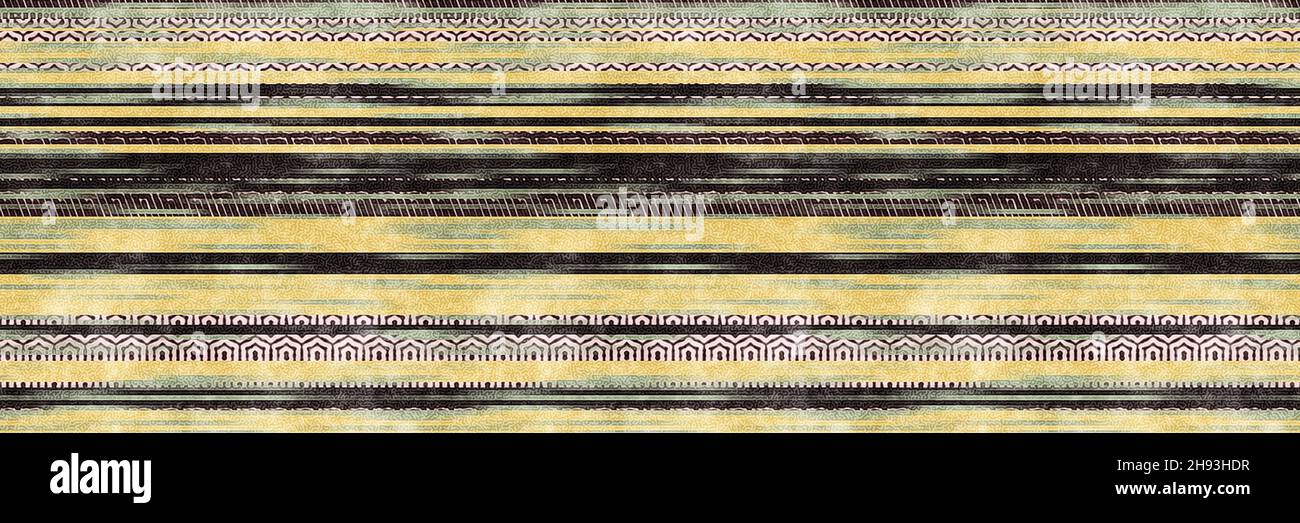 Seamless tribal ethnic stripe grungy border surface pattern design for ...