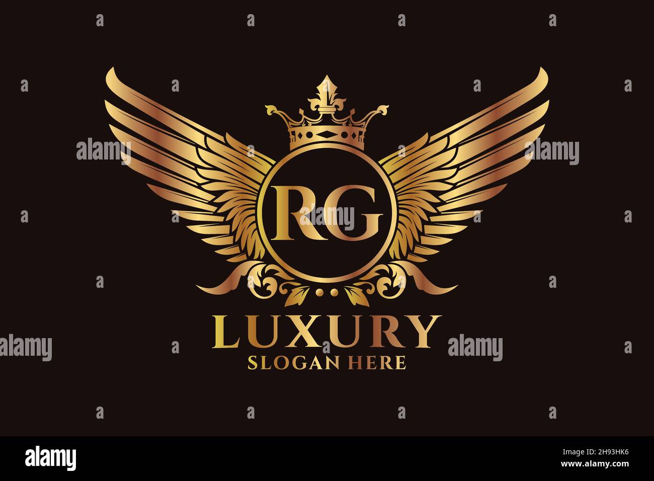 Luxury royal wing Letter RG crest Gold color Logo vector, Victory logo ...
