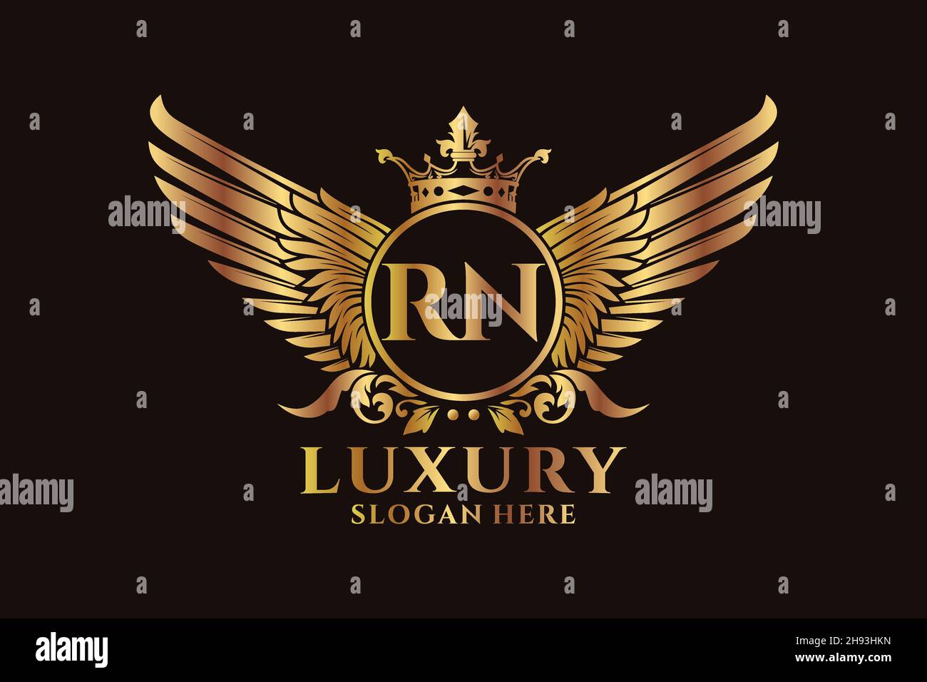 Luxury royal wing Letter RN crest Gold color Logo vector, Victory logo ...
