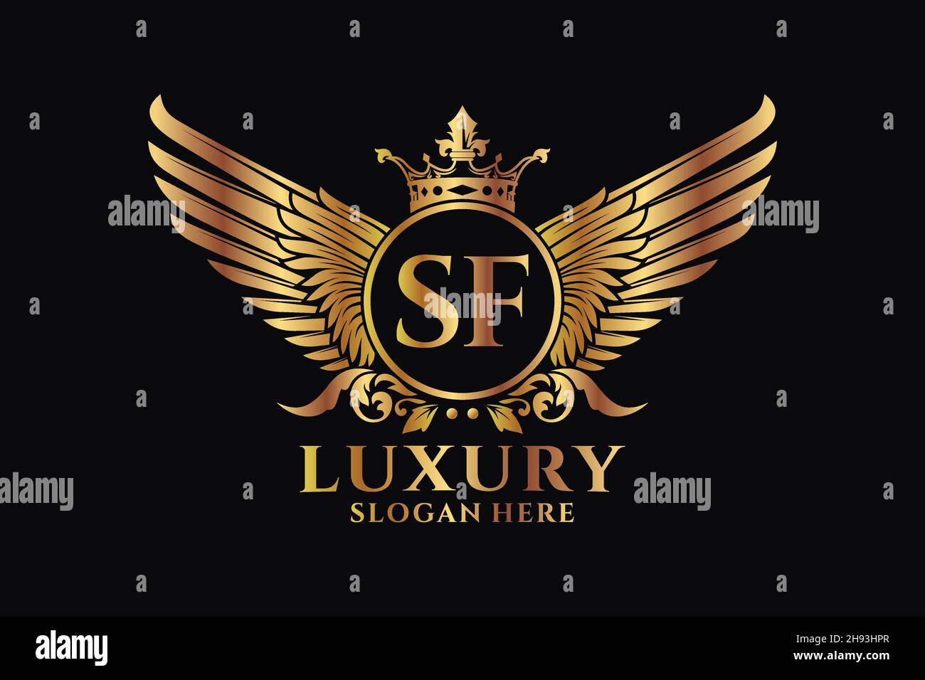 Luxury royal wing Letter SF crest Gold color Logo vector, Victory logo ...